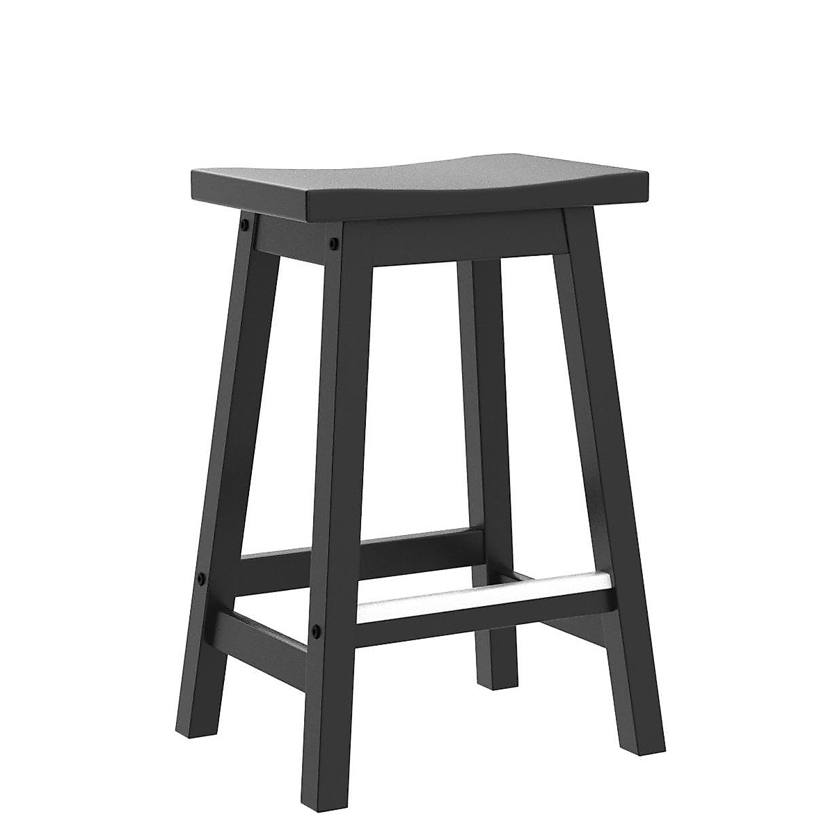 PayLessHere Bar Stools Set of 2 for Kitchen Counter Solid Wooden Saddle Stools 24-Inch/30-Inch Height (Black, 24 in)