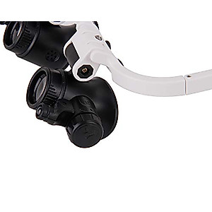 Head Mount 2 LED Lights Magnifying Glass,Hands Free Bracket Magnifier 8X 15X 23X, Dual-Lens Eye Loupe Magnifier for Electronics Jeweler Watch Repair