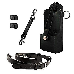 Boston Leather Firefighter's Bundle- Anti-Sway Strap for Radio Strap, Reflective Radio Strap/Belt, Firefighter's Radio Holder (for Motorola HT750 / HT1250), 2 Cord Keepers