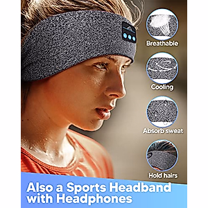Sleep Headphones Elastic Sleeping Headband 10Hrs Bluetooth Music Eye Mask with Soft Cozy Earbuds Comfortable Earphones for Side Sleepers(Elastic One Size Fits Most)
