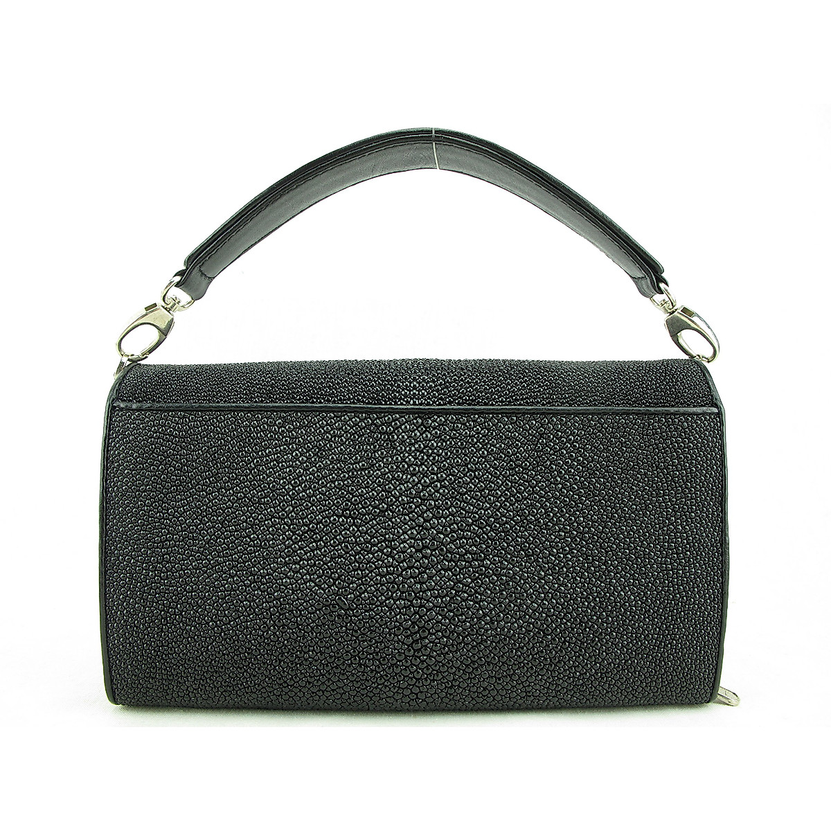 Pelgio Genuine Stingray Skin Leather Shoulder Cross Body Bag Purse (Black)