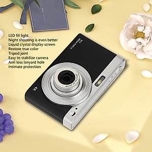 4K Digital Camera, Full HD 50MP 16X Digital Zoom Compact Point and Shoot Camera, Lightweight Small Vlogging Video Camera with Built in Flash & Filters, for Beginners Kids Teens