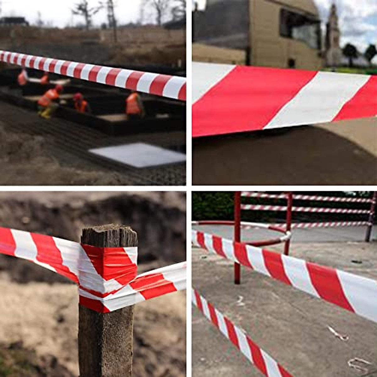 VICMORE High Visibility Red White Stripe Caution Tape 3" x 300' Roll for Safety & Warning Durable & Eye-Catching Barrier Tape for Construction, Hazards, and Events Easily Spotted Hazard Tape