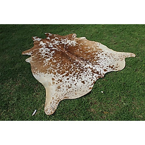 New Large 100% Brown & White Cowhide Leather Rugs Cow Hide Skin Carpet Area 26-30 SQ.FT (Brown & White)