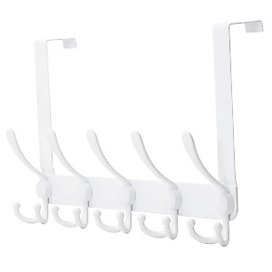 Dseap 5 Tri Over The Door Clothes Hanger and Towel Rack, Heavy Duty White