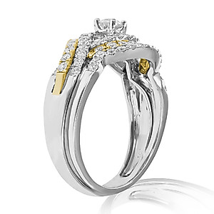 Vir Jewels 1 cttw Diamond Wedding Engagement Ring Set 14K Yellow Gold Curve Bridal Size 7