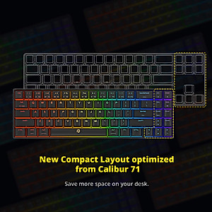 DREVO Calibur V2 TE RGB 60% Wired Mechanical Gaming Keyboard, 71-Key Small Compact, Work for PC/Mac, Detachable USB Type-C, Outemu Red Switch, Black