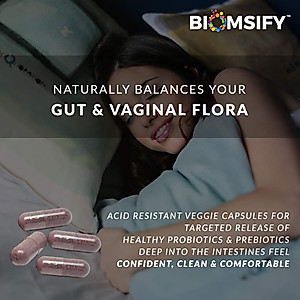 Biom Complete Feminine Balance Women's Daily Probiotics + Prebiotics with Organic Cranberry & Pomegranate with Lactobacillus crispatus, Gluten &, Dairy-Free. 30 Servings