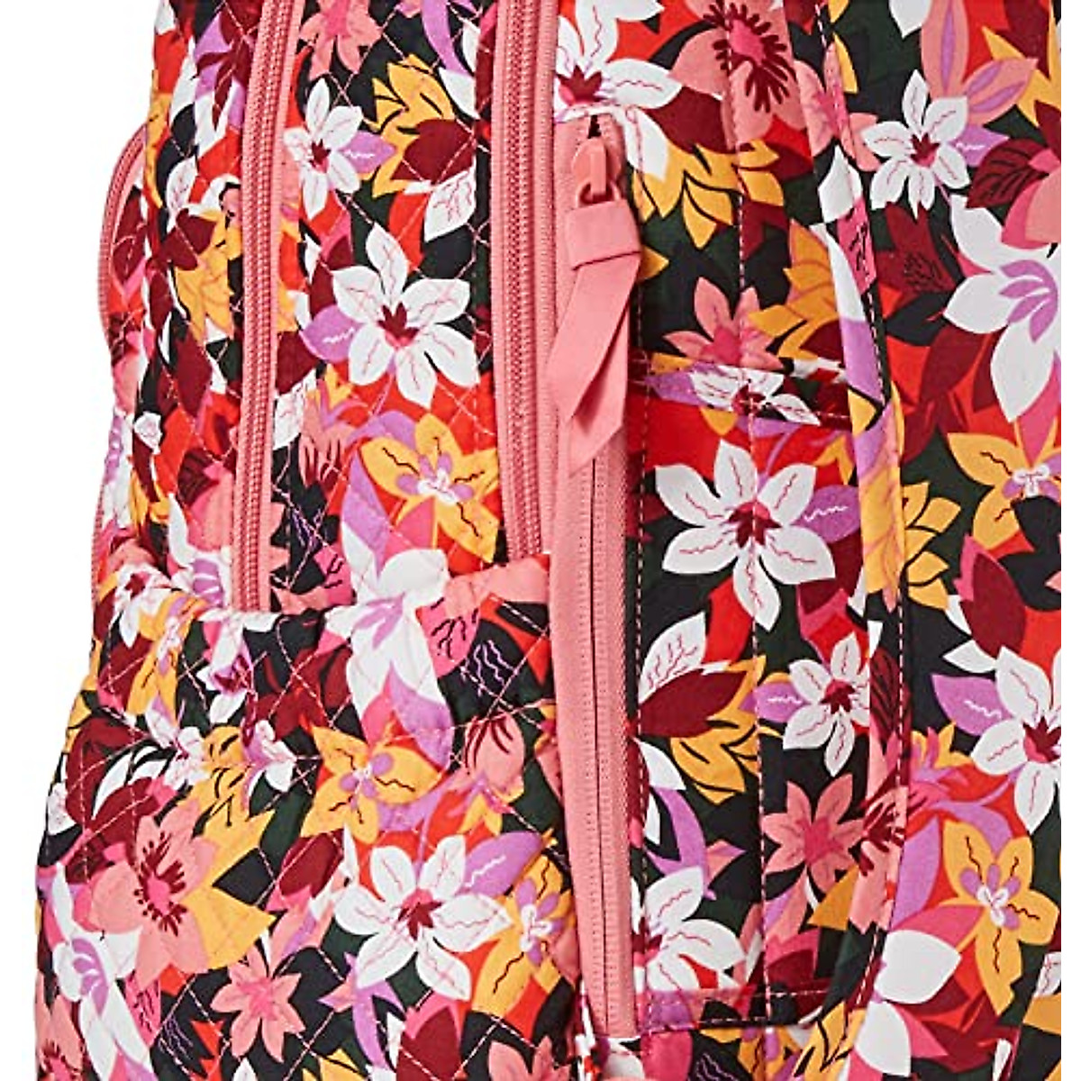 Vera Bradley Women's Cotton Campus Backpack, Rosa Floral - Recycled Cotton, One Size