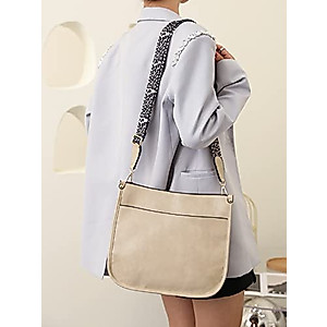Wxnow Crossbody Bags for Women Vegan Leather Shoulder Bag and Handbags Designer Bucket Bag Hobo Purses, Best gifts for her,Beige