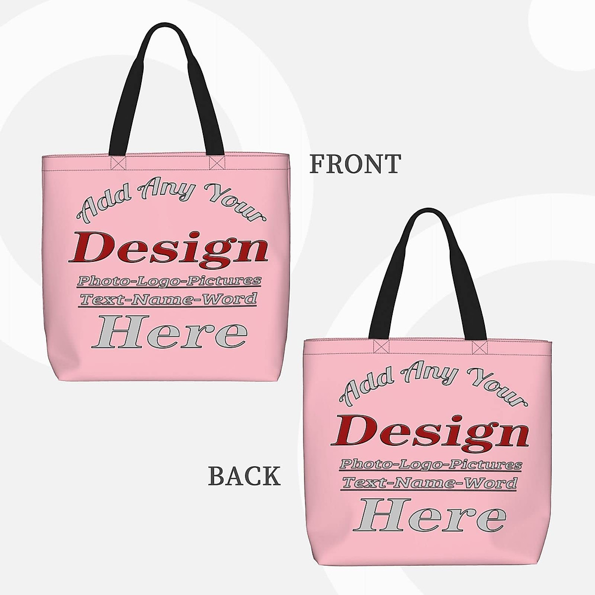 Custom Tote Bag For Women Add Your Own Logo Photo Image Text Name Shoulder Bag Handbag Pink Customize Bag For Shopping Travel Business Work Beach Personalized Gift