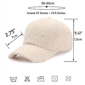 Warm Teddy Fleece Baseball Caps Faux Lamb Wool Winter Hat - Thicken Windproof Warm Hat Hip-Hop Hat for Men and Women