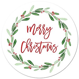 2" Round Holly Jolly Merry Christmas Stickers (40 Labels)