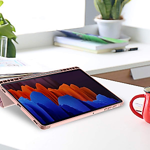 PIXIU Folio Case for Samsung Galaxy Tab S8 Plus /S7 Plus /S7 FE 12.4 inch with S Pen Holder,Trifold Stand PU Lleather Smart Cover with Auto Wake/Sleep Feature Purple Marble