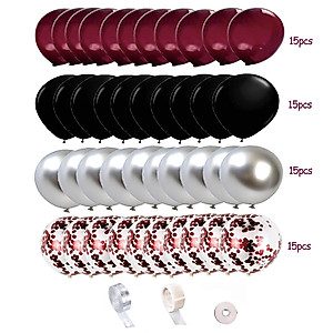 Graduation Decorations Maroon Black 2024/Burgundy Black Graduation Party Decorations/Maroon Black Balloons 60Pcs Burgundy Black Maroon Birthday Party Decorations