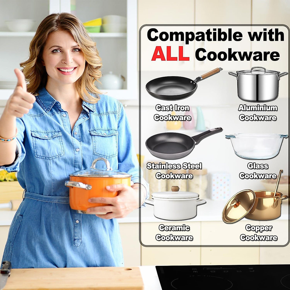 Weceleh 24 Inch Electric Cooktop, Built-in 6600W Glass Ceramic Cooktops, 4 Burners Electric Stove Top with Expandable Zone, 9 Heating Levels, Child Lock, Slider-Touch Control, 220-240V (No Plug)