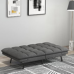 FONTOI Futon Sofa Bed Memory Foam Couch Sleeper Daybed Foldable Convertible Loveseat, Dark Gray