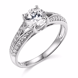 14k White Gold Solid Wedding Engagement Ring - Size 4
