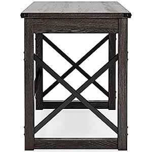 Signature Design by Ashley Freedan Rustic Farmhouse Home Office Desk, Dark Gray