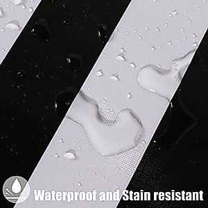 LUSHVIDA 100% PVC Outdoor Tablecloth with Umbrella Hole, Waterproof & Stain Resistant Vinyl Table Cloth for Spring Summer Patio Garden Tabletop Decor, Black/White Stripe, Rectangular 60x102 Inch