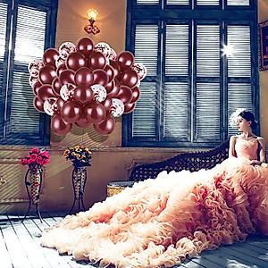 Boao 120 Pcs Burgundy Balloons Kit Latex Burgundy Balloons 12 Inches Garland Glitter Confetti Wine Red Maroon Balloons for Wedding Bridal Baby Shower Birthday Party Anniversary Decoration