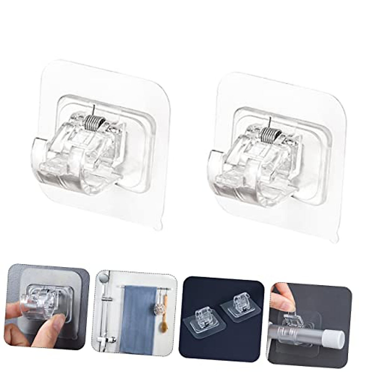 FBITE Curtain Tiebacks,Curtain 1Hanging Rod Clamp Shower Rod Hooks Shower Rod Holder Plastic Standbar Hook Curtain Rod Clip Curtain Rod Fixing Clip/Transparent Color/6 * 5 * 4.5Cm