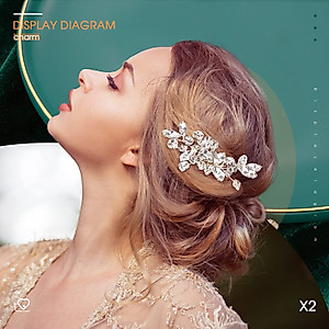 2 Pcs Bridal Wedding Hair Comb Rhinestone Silver Bridal Side Comb Opal Crystal Hair Piece Hair Accessories for Women and Girls