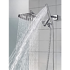 G-Promise All Metal 10" Rain Shower Head with Handheld Spray Combo, Contains 4-Setting Soild Brass Diverter with 9" Adjustable Extension Arm, 71" Extra Long Stainless Steel Hose (10 inch, chrome)