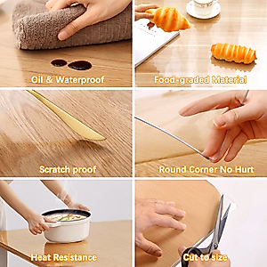 53 Inch Round Clear Dining Table Protector Tablecloth Cover Desk Top Pad Mat for Glass Furniture Study Coffee End Bed Sofa Side Bistro Bar Corner Pub Night Stand Dinner Table Thick Plastic PVC Vinyl