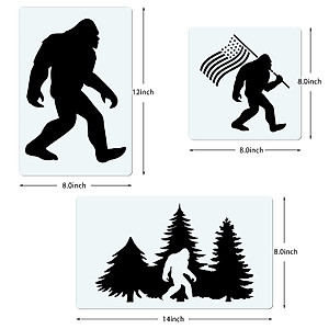 CINPIUK 8PCS Bigfoot Stencils Painting on Wood, Reusable Sasquatch Templates for Christmas Home Decor DIY Art Crafts, Assorted Sizes