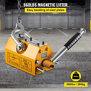 VEVOR Lifting Magnet with Release, 660 LBS Pulling Force Steel Magnetic Lifter, Heavy Duty Neodymium – Permanent Lift Magnets, for Hoist, Shop Crane, Block, Board