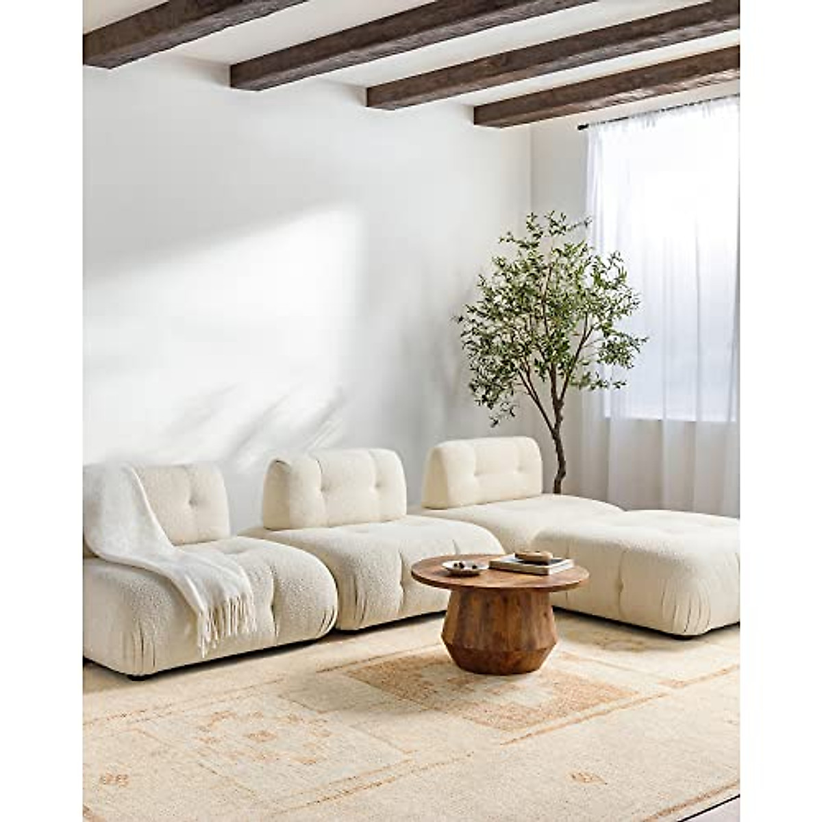 SURYA Becki Owens x Solana Medallion Area Rug, 6'7" x 9', Peach