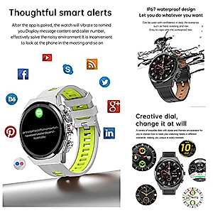 Tuanzi JM08 2 in 1 Smart Watch with Earbuds 1.28" Smartwatch TWS HiFi Stereo Wireless Headset Combo Bluetooth Phone Call for Android iOS (Black Leather)