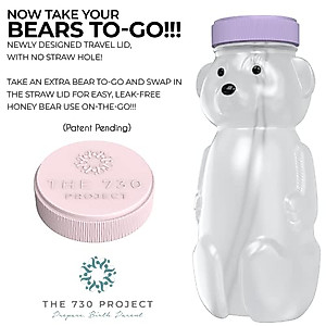 Honey Bear Straw Cup 2-pack with Travel Lid; 8oz straw bear cup for babies, improved lid design; Honeybear baby cup straw; Honey bear bottle cup; Straw learning therapy cup (Cherry Blossom/Unicorn)