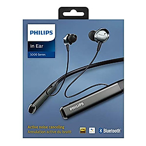 Philips Wireless Neckband Headphones PN505 with Active Noise Canceling, Voice Assistance, Up to 14hours Play time, Hi-Res Audio (TAPN505BK), Black