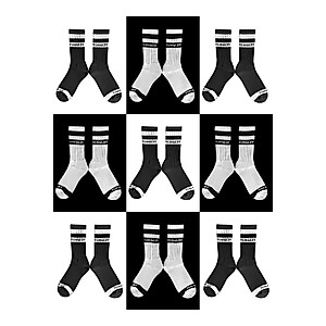 Teamkit Men's Double Stripe Crew Socks - Premium Fit & Feel, Lightweight, Breathable, Single Pack. Made In USA (Black)
