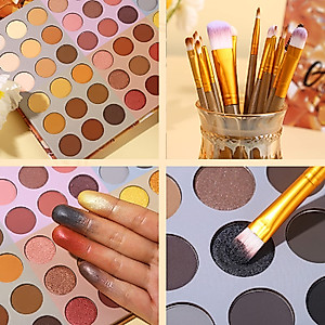 UCANBE 54 Color Eyeshadow Makeup Palette + 15 PCS Eye Brushes Set, Professional Matte Shimmer Eye Shadow Kit Highly Pigmented Long Lasting Waterproof Make up Pallet