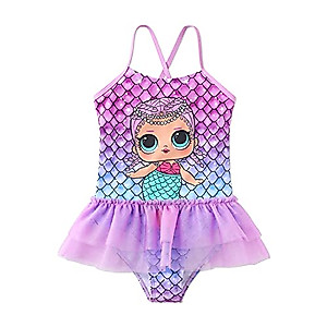 L.O.L. Surprise! Kid Girl Mesh Splice Mermaid Onepiece Slip Swimsuit Light Purple Kids: 11-12 Years