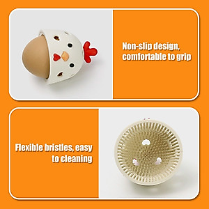 Shcsdr Egg Washer for Fresh Eggs Silicone Egg Brush Egg Scrubber Multipurpose Vegetable and Fruit Cleaning Tool Reusable Egg Cleaning Brush for Egg Cleaner (White 1Pack)