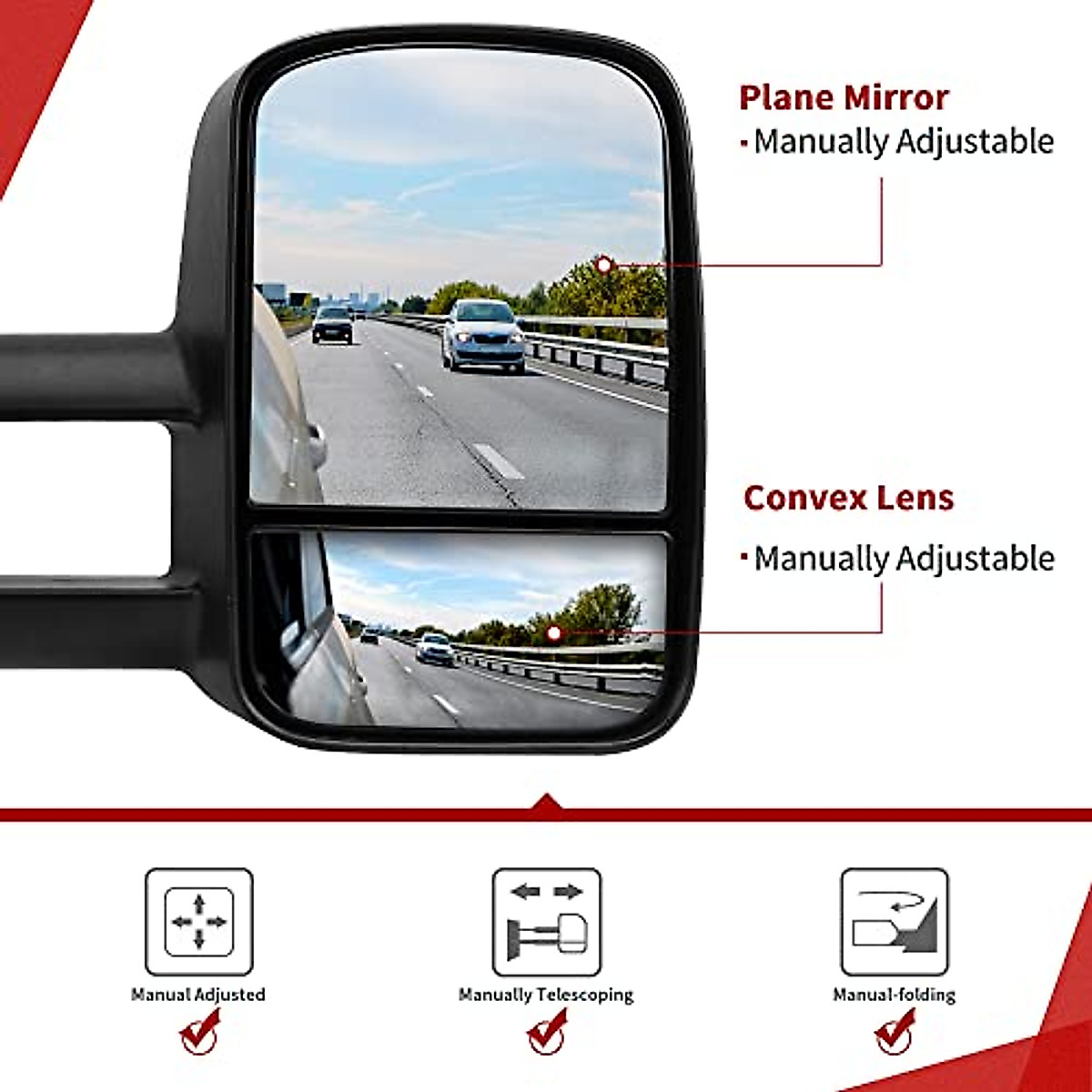 YITAMOTOR Towing Mirrors Compatible with Chevy GMC 1999-2006 Silverado Sierra (2007 Classic Only), 2000-2006 Chevy Tahoe Suburban 1500 2500 GMC Yukon XL Truck