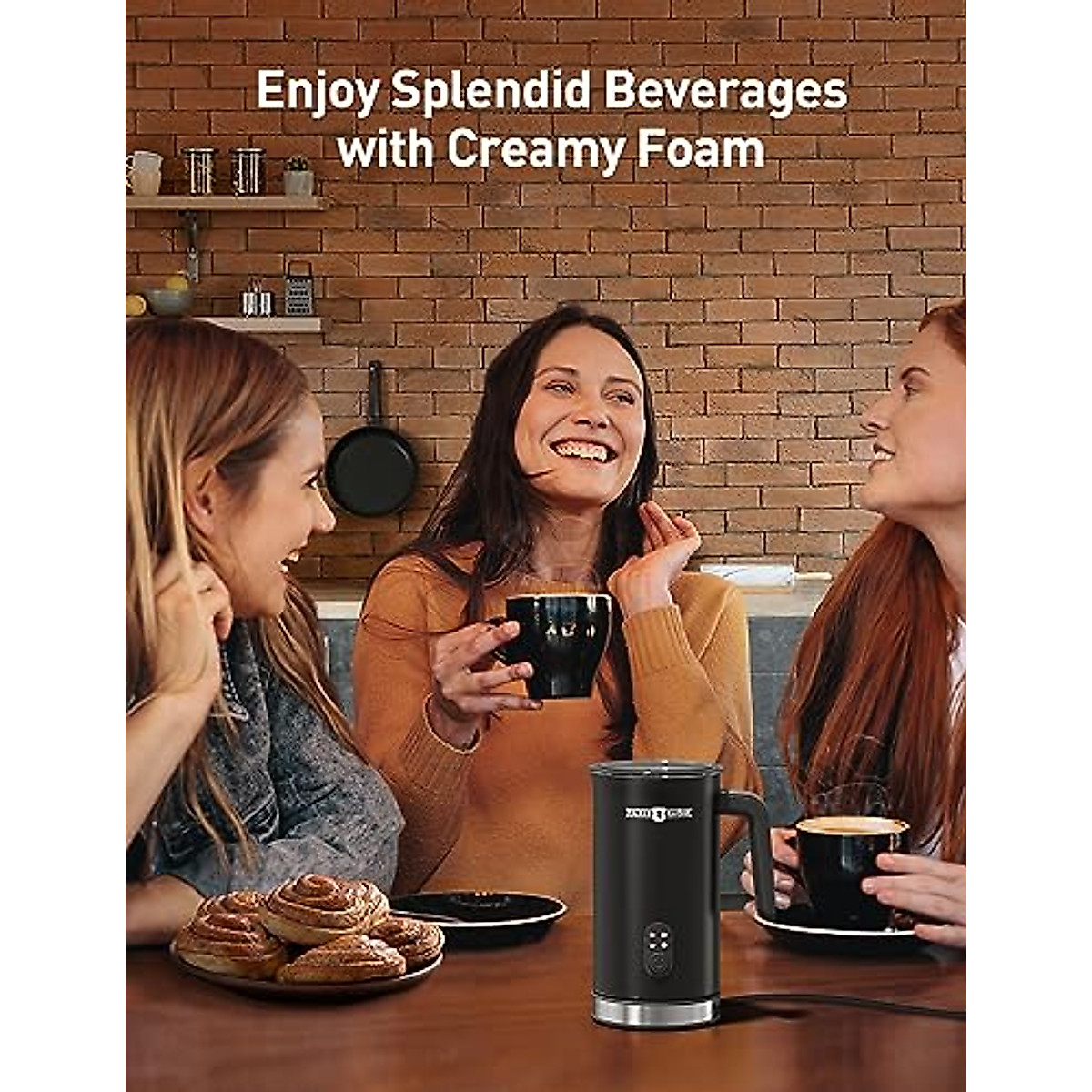 Milk Frother and Steamer, Paris Rhône Electric Milk Frother 300ML, 4 in 1 Hot & Cold Foam Maker for Latte, Cappuccino, Coffee, Hot Milk, Macchiato, Milk Warmer, BLack