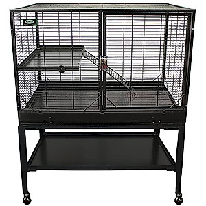 Durable All-Metal Mansion Cage for Chinchillas, Rats, Ferrets, Degus (2-Level)