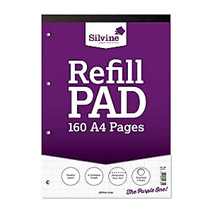 Silvine Refill Pad Headbound Perforated Punched Graph 2/10/20mm 75gsm A4 Ref A4RPG [Pack of 6]