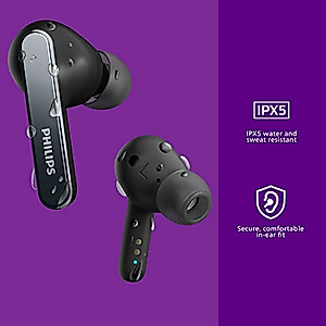 Philips T5506 True Wireless Headphones with Noise Canceling Pro (ANC PRO) and Up to 32hrs Playtime with Wireless Charging Case, Black