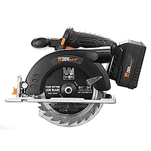 WEN Cordless Circular Saw, 6.5-Inch Blade with 20V Max 4.0 Ah Lithium-Ion Battery and Charger (20625)