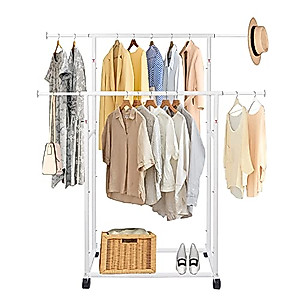 Fishat Double Rod Clothing Garment Rack White