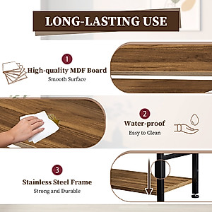 Petfu 70.8 Inch Bookshelf,Shelf,Shelves,Narrow Bookshelf,Bathroom Shelves,6-Tier Shelves with Round Top Frame,Adjustable Foot Pads,Living Room,Bathroom,Balcony,Kitchen,MDF,Brown