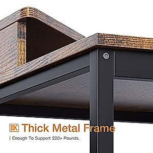 ODK Corner Desk Space Saving Small Desk with Sturdy Steel Frame, Computer Desk with Monitor Stand for Small Space, Easy Assembly Triangle Vanity Desk with Durable Wooden Desktop