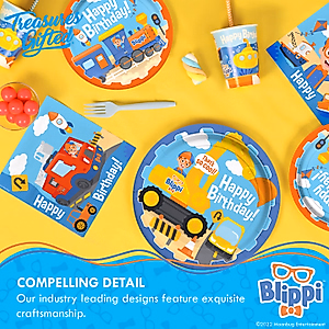 Treasures Gifted Officially Licensed Blippi Cupcake Toppers & Wrappers 24ct - Blippi Cake Decorations - Blippi Excavator Cupcake Set - Blippi Birthday Party Supplies - Blippi Cake Toppers