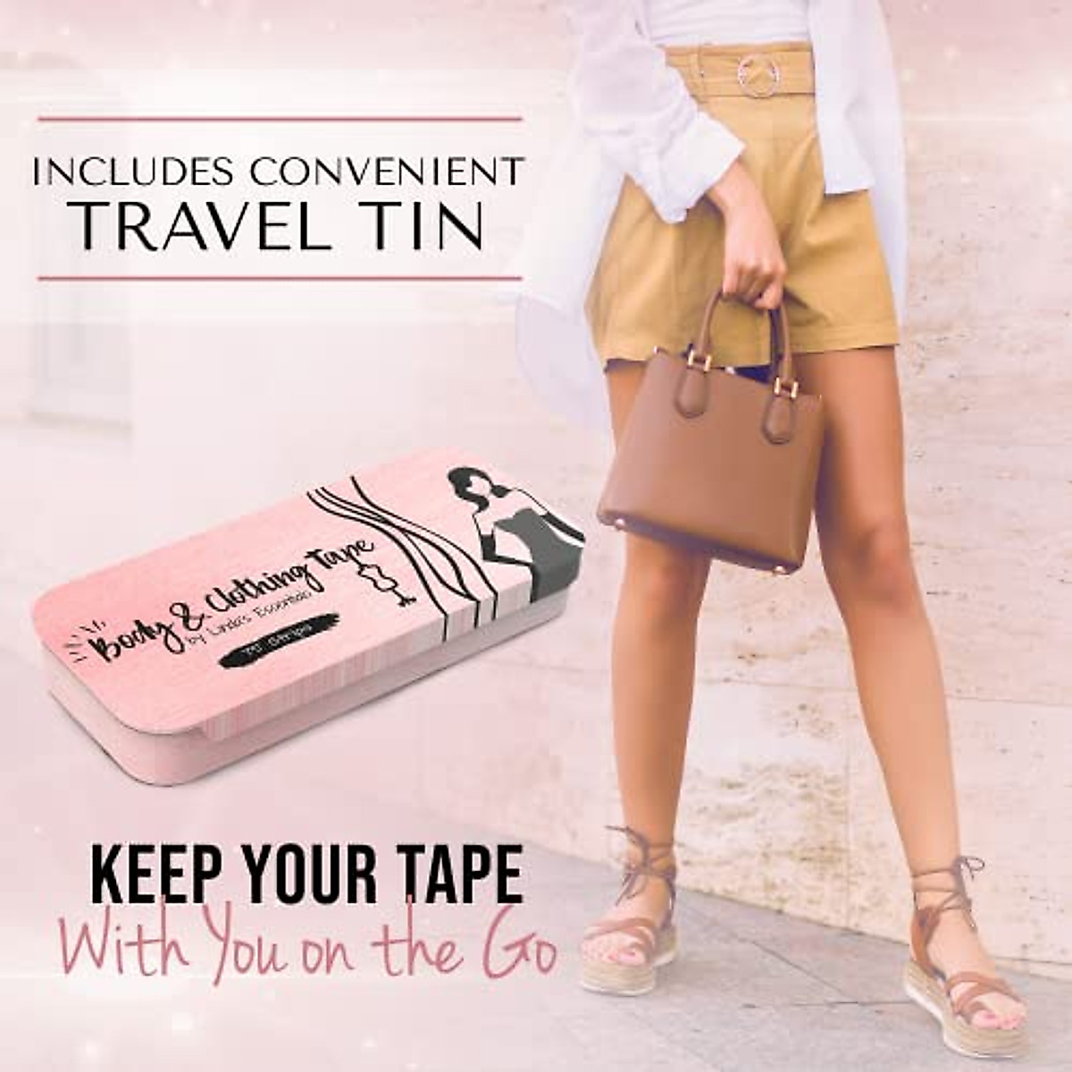 Fabric Tape Double Sided Body Tape for Fashion, Hem Tape, Clothing Tape (75 Pack) - Strong Clear Body Tape for All Shades and Sensitivity, No Sew No Iron Double Sided Tape for Clothes